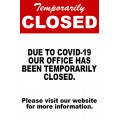 Temporarily Closed Office Sign